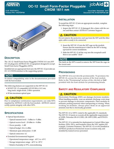 Adtran Oc 12 Manual Pdf Download Manualslib