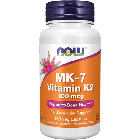 Now Foods Supplements Mk 7 Vitamin K 2 100 Mcg 120 Veg Capsules