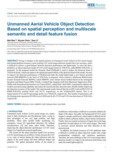 Pdf Unmanned Aerial Vehicle Object Detection Based On Spatial