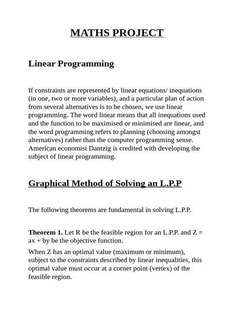 Maths Project 1 Pdf Time Series Linear Programming