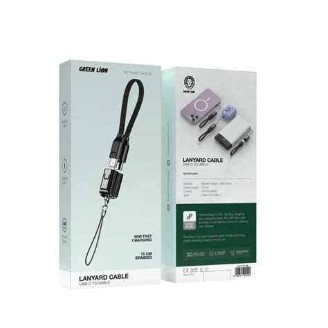 Green Lion Lanyard Cable Usb C To Usb C 15cm Gnlantc2tcbk Futurespace