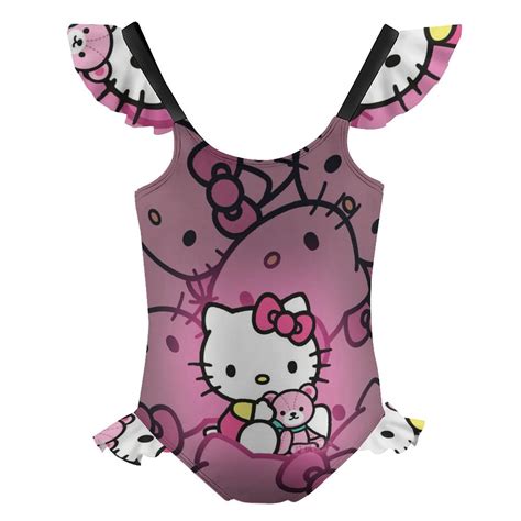 Hello Kitty Swimsuit For Girl Cute Teen Girls One Piece Ruffle Trim