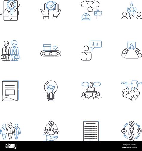 Teamwork Figures Line Icons Collection Collaborate Unity Cohesion