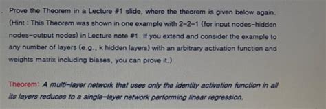Solved Prove The Theorem In A Lecture Slide Where The Chegg