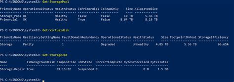 unable to bring storage space online shows error reduced resiliency