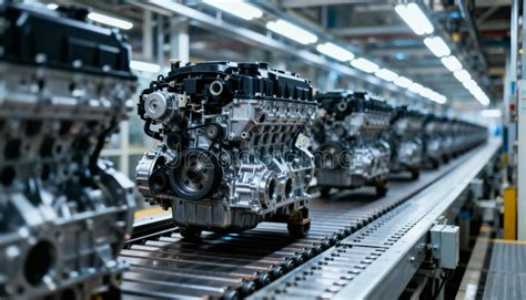 Generative Ai Automotive Engine Assembly Line Mass Production Of