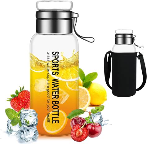 Flintronic Glass Water Bottle 1 Liter Borosilicate Glass Drink Bottle