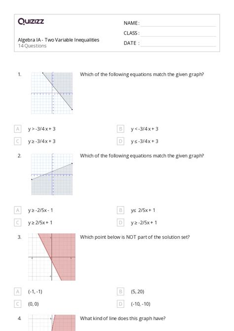 Two Variable Inequalities Worksheets For Th Grade On Quizizz Worksheets Library