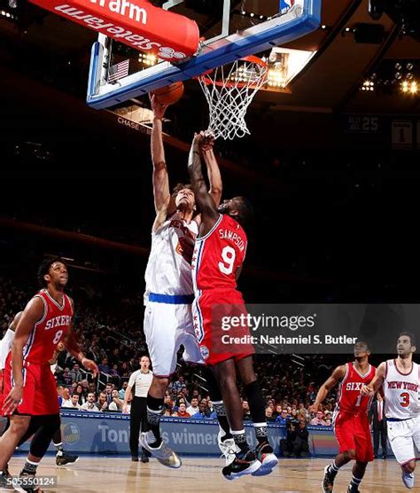 Robin Lopez Of The New York Knicks Shoots The Ball Against The News