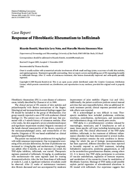 Pdf Response Of Fibroblastic Rheumatism To Infliximab Maurício Levy