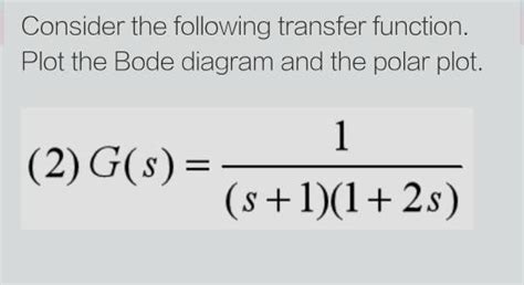 Solved Consider The Following Transfer Function Plot The Chegg Com