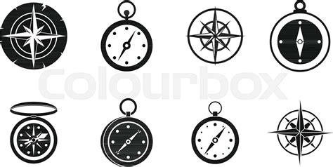 Kompass Icon Set Stock Vektor Colourbox