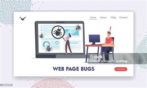 웹 페이지 버그 방문 페이지 템플릿 프로그래머 캐릭터 디버깅 프로그램 코딩 앱 만들기 java 프로그래밍 언어에 대한 스톡 벡터