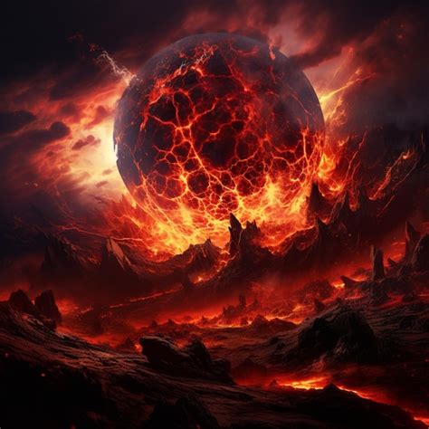 Premium Ai Image Fictional Exoplanet With Molten Lava Bursting From Crust