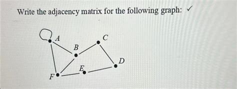 Solved Write The Adjacency Matrix For The Following Graph Chegg