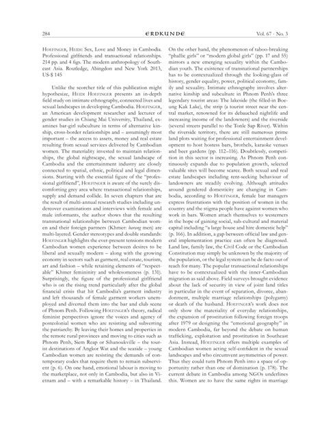 Pdf Ek 67 3 Hoefinger Thiel Sex Love And Money In Cambodia Professional Girlfriends And