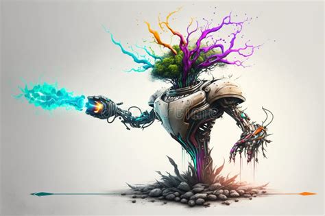 Robot Character 3d Renderfuturistic Technology Generative Ai Stock