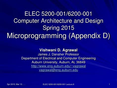 Ppt Elec 5200 001 6200 001 Computer Architecture And Design Spring 2015 Microprogramming