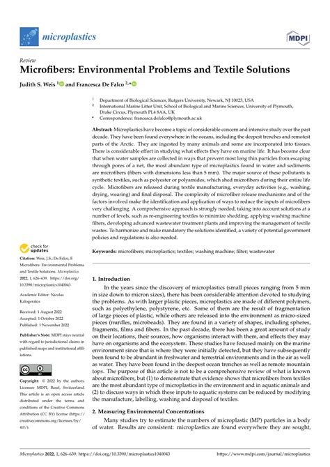 Pdf Microfibers Environmental Problems And Textile Solutions