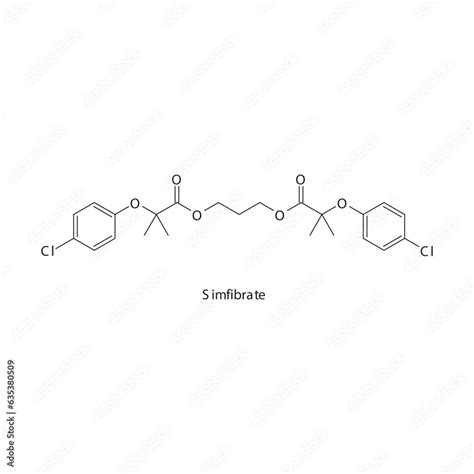 Simfibrate Flat Skeletal Molecular Structure Fibrate Drug Used In