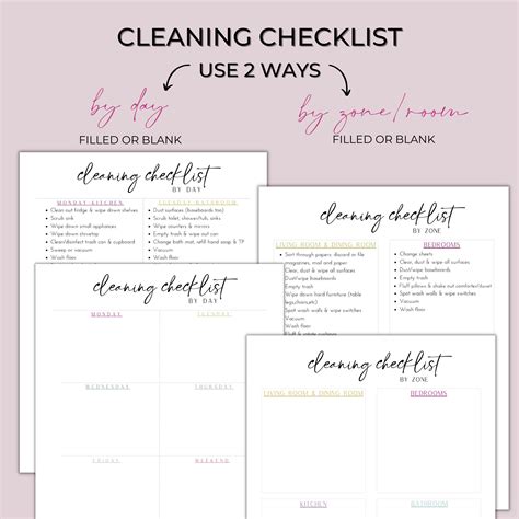 Printable Cleaning Bundle Cleaning Schedule Editable Cleaning Checklist Daily Weekly And Monthly
