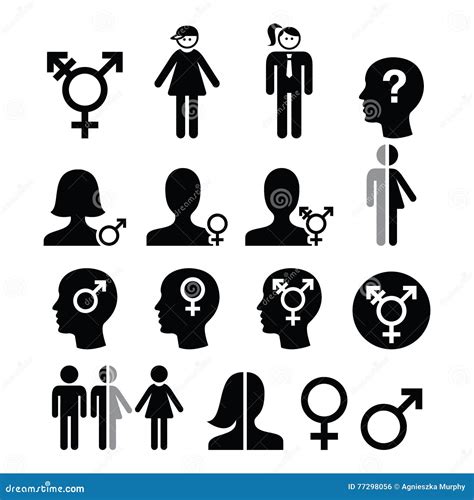 Transgender Symbol Gender Dysphoria Transsexual Concept Icons Set