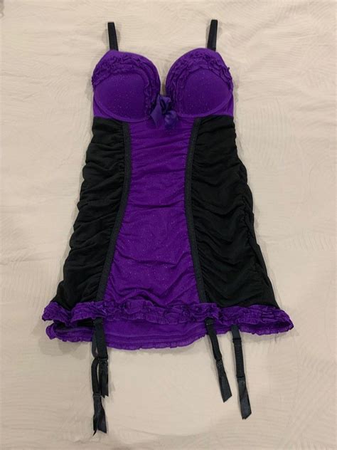 Purple And Black Lingerie Set Womens Fashion New Undergarments