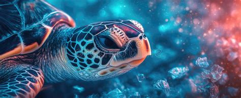 World Animal Day Vibrant Sea Turtle Eye Illustration Stock