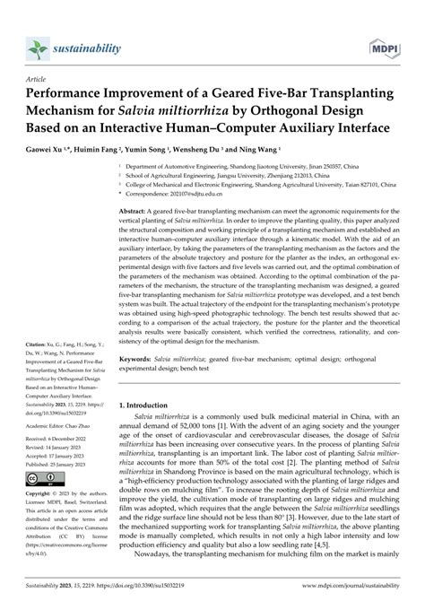 Pdf Performance Improvement Of A Geared Five Bar Transplanting