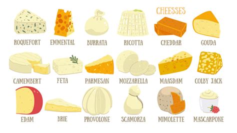 Big Set Of Different Types Of Cheese Isolated On White Background