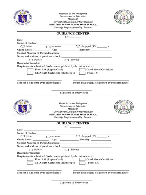 Guidance Form Pdf Social Institutions Social Science