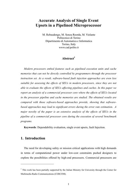 Pdf Accurate Analysis Of Single Event Upsets In A Pipelined Microprocessor