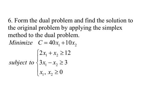 Solved Form The Dual Problem And Find The Solution To The Chegg