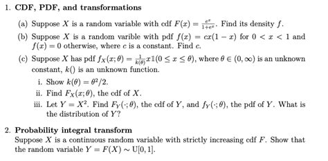 Solved 1 CDF PDF And Transformations A Suppose X Is A Chegg Com