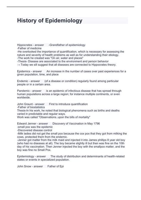 History Of Epidemiology Questions And Answers 2024 Epidemiology Stuvia Us