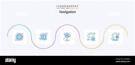 Navigation Blue 5 Icon Pack Including Pin Location Pin Box Left