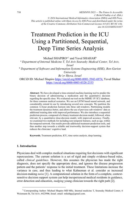 Pdf Treatment Prediction In The Icu Using A Partitioned Sequential