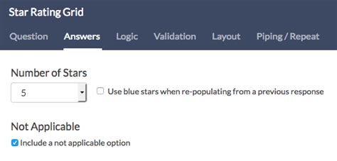 star rating grid question type alchemer help