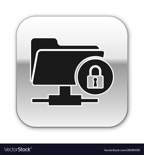 Black Ftp Folder And Lock Icon Isolated On White Vector Image