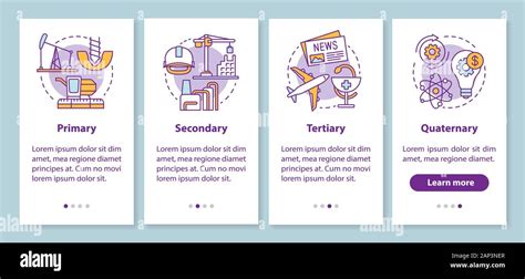 Manufacturing Process Onboarding Mobile App Page Screen With Linear Concepts Primary Secondary