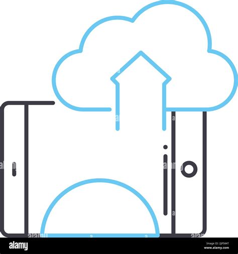 Cloud Upload Line Icon Outline Symbol Vector Illustration Concept