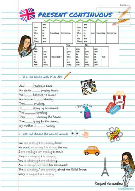 Present Continuous Interactive Worksheet Topworksheets