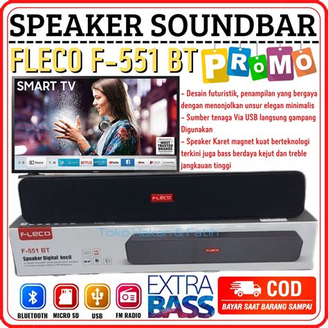 Jual Speaker Soundbar Bluetooth Wireless F 551BT Speaker Digital Soundbar FLECO F 551 BT