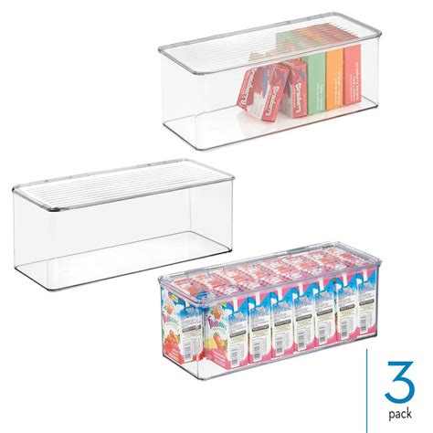 Idesign Plastic Stackable Hinged Lid Storage Box For Kitchen Bathroom