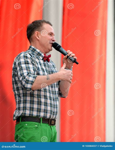 The Famous Russian Singer Soloist Of The Band `dune` Viktor Rybin Speaking At A Free Concert In