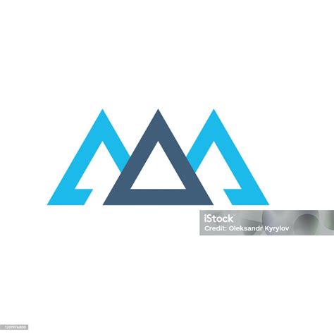 회사 로고에 대 한 창조적인 블루 트리 니 미래 삼각형 기호 디자인입니다 트리플 마운틴 기업 기술 기하학적 정체성 개념 흰색 배경에 격리된 스톡 벡터 그림입니다 0명에 대한