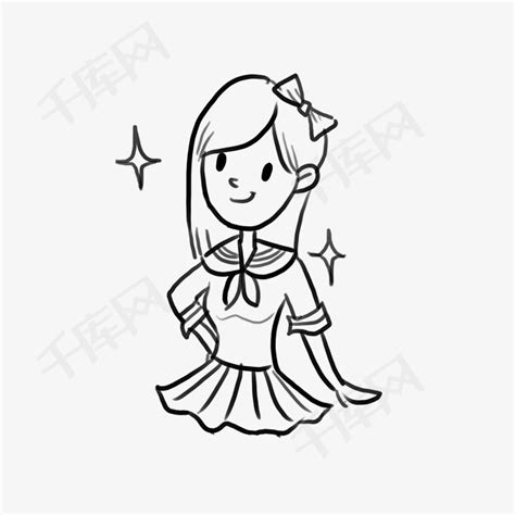 儿童节简笔速写手绘涂鸦生日校花半身素材图片免费下载 千库网