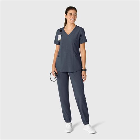 Renew Womens V Neck Scrub Top Navy Heather Wink Scrubs
