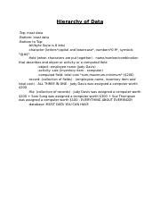 Hierarchy Of Data From Bits To Databases Understanding The Course Hero