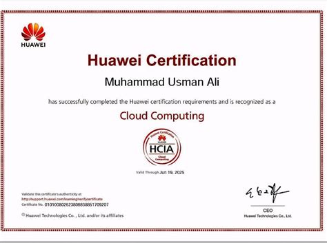 Muhammad Usman Ali On Linkedin Huawei Cloudcomputing Huawei Certification